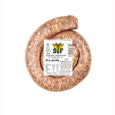 FROZEN Boerewors Plain 1kg – Springbok Foods